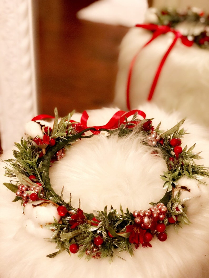 The Noel Floral Halo Crown // Holiday Crown | Etsy