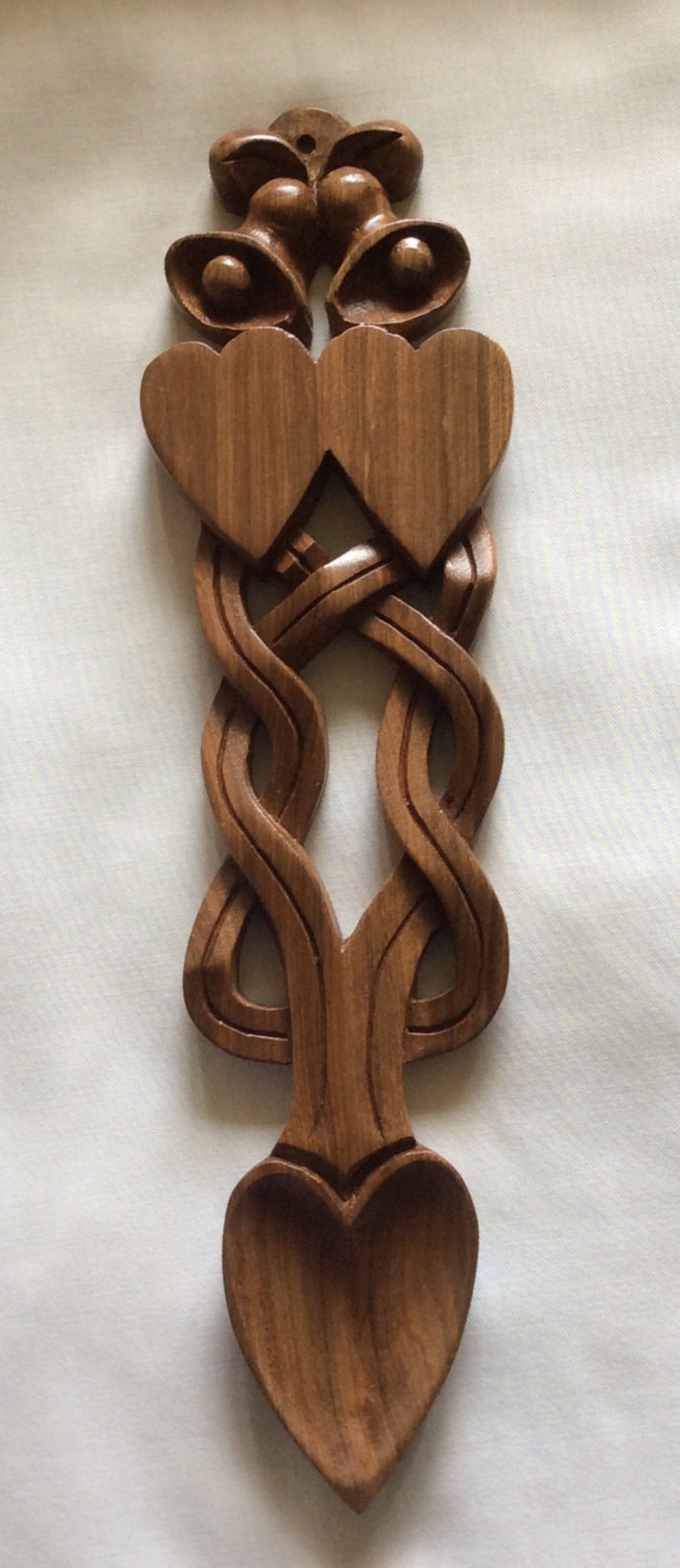 Welsh Love Spoon Celtic Knot and Bells Hand Carved in Olive Wood - Etsy