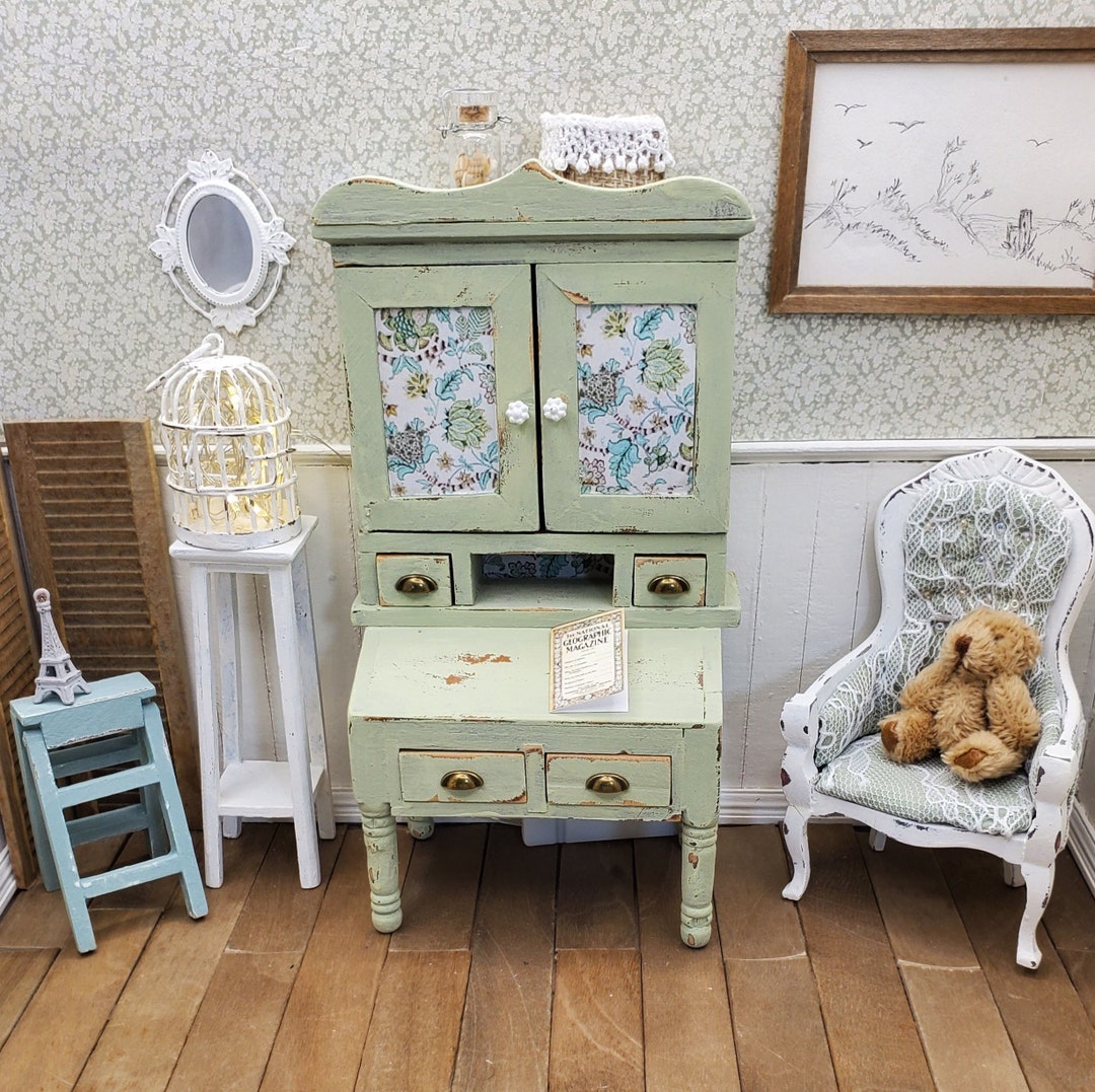 1:12 Scale Artisan Crafted Shabby Chic Secretary Desk. Vintage ...