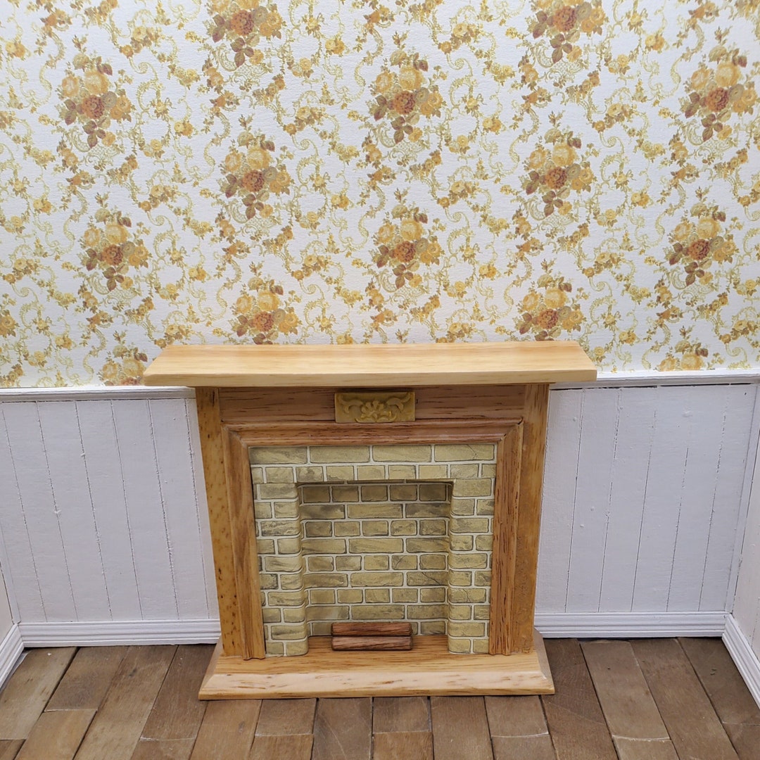 Dollhouse Wallpaper. Cream Brick or Roosevelt Yellow Roses Print. Set ...