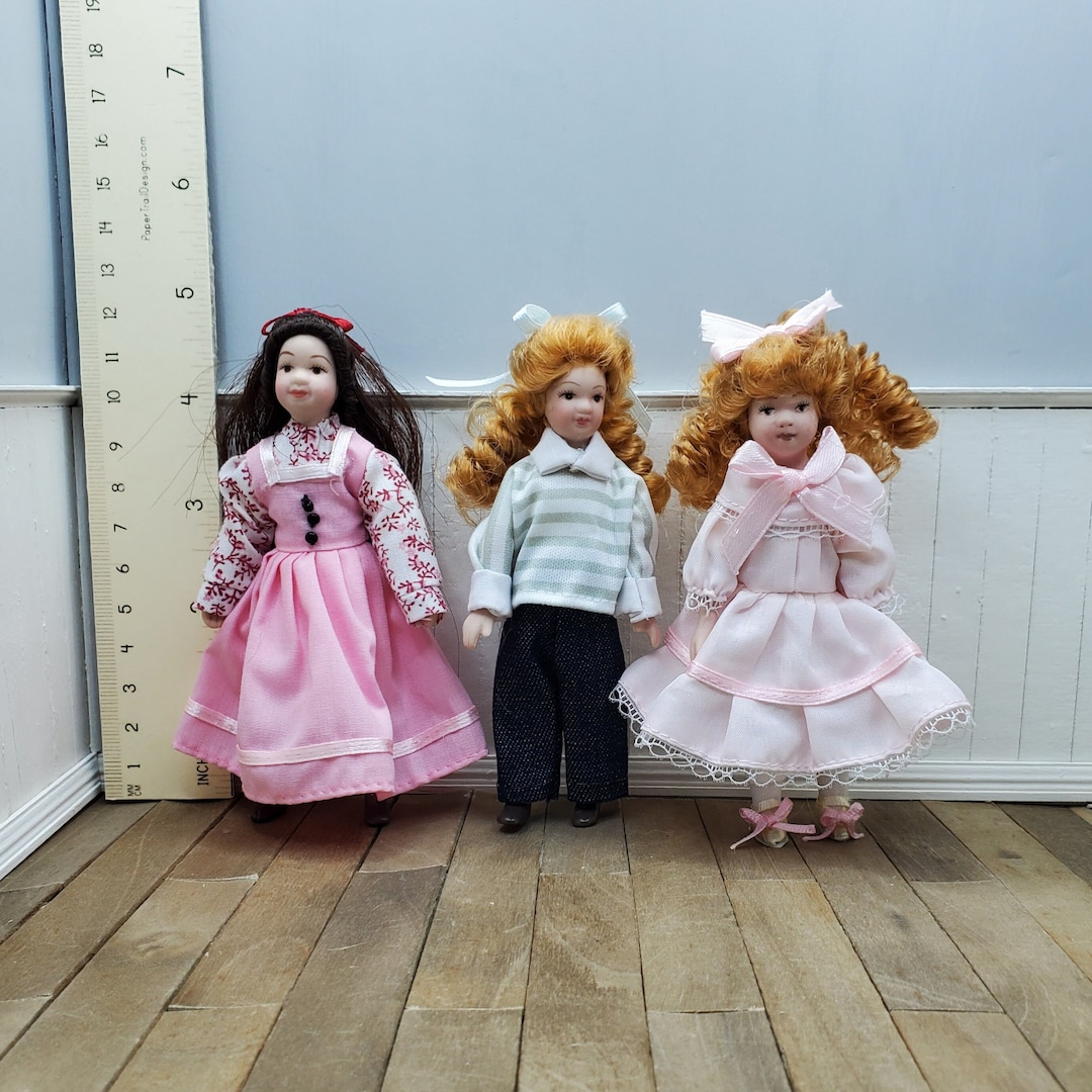 1:12 Scale Dollhouse Miniature Girl Doll. Porcelain, Poseable, Fiber ...