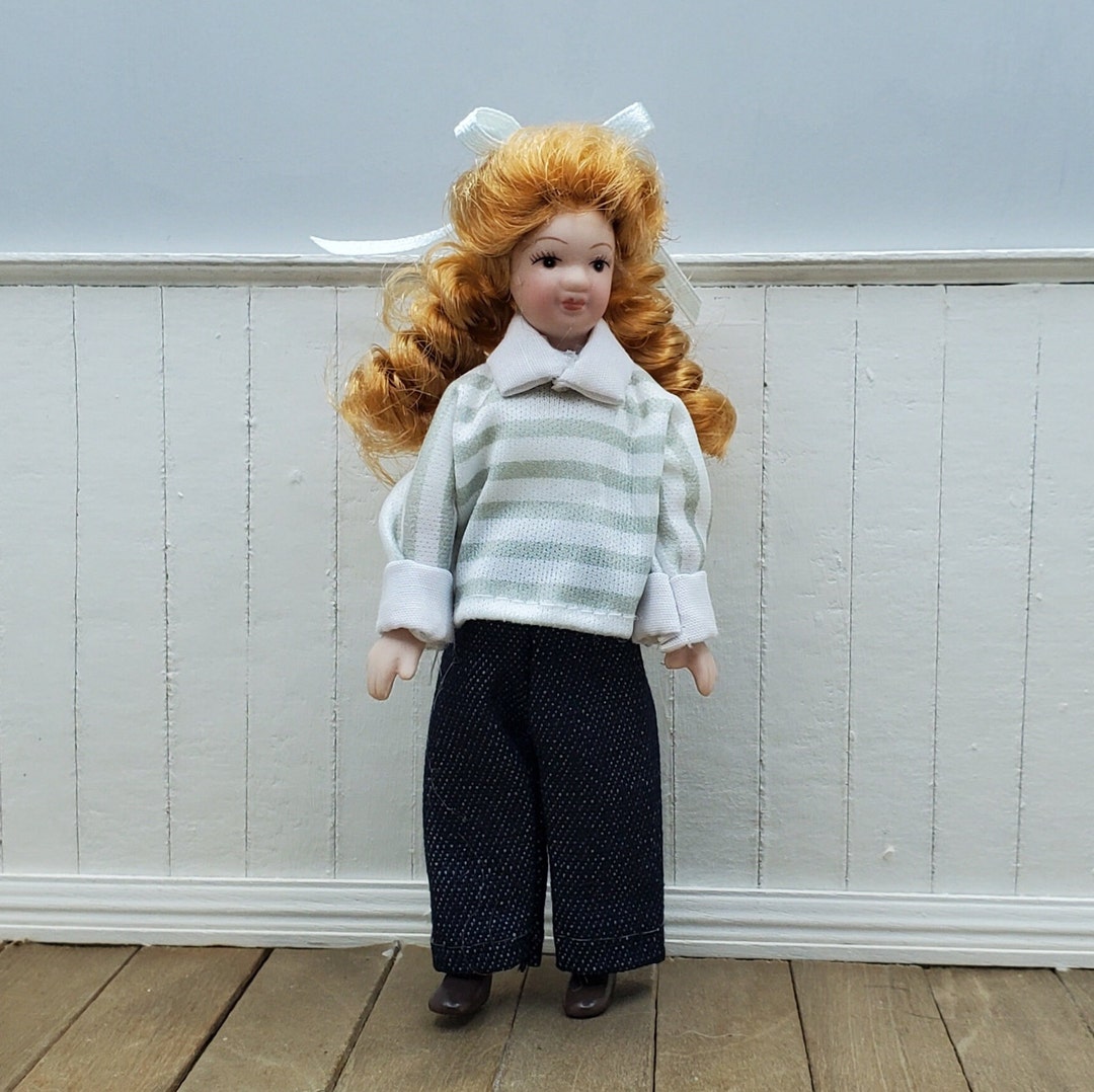 1/12 Scale Dollhouse Miniature Girl Doll With Porcelain Hands, Feet and ...