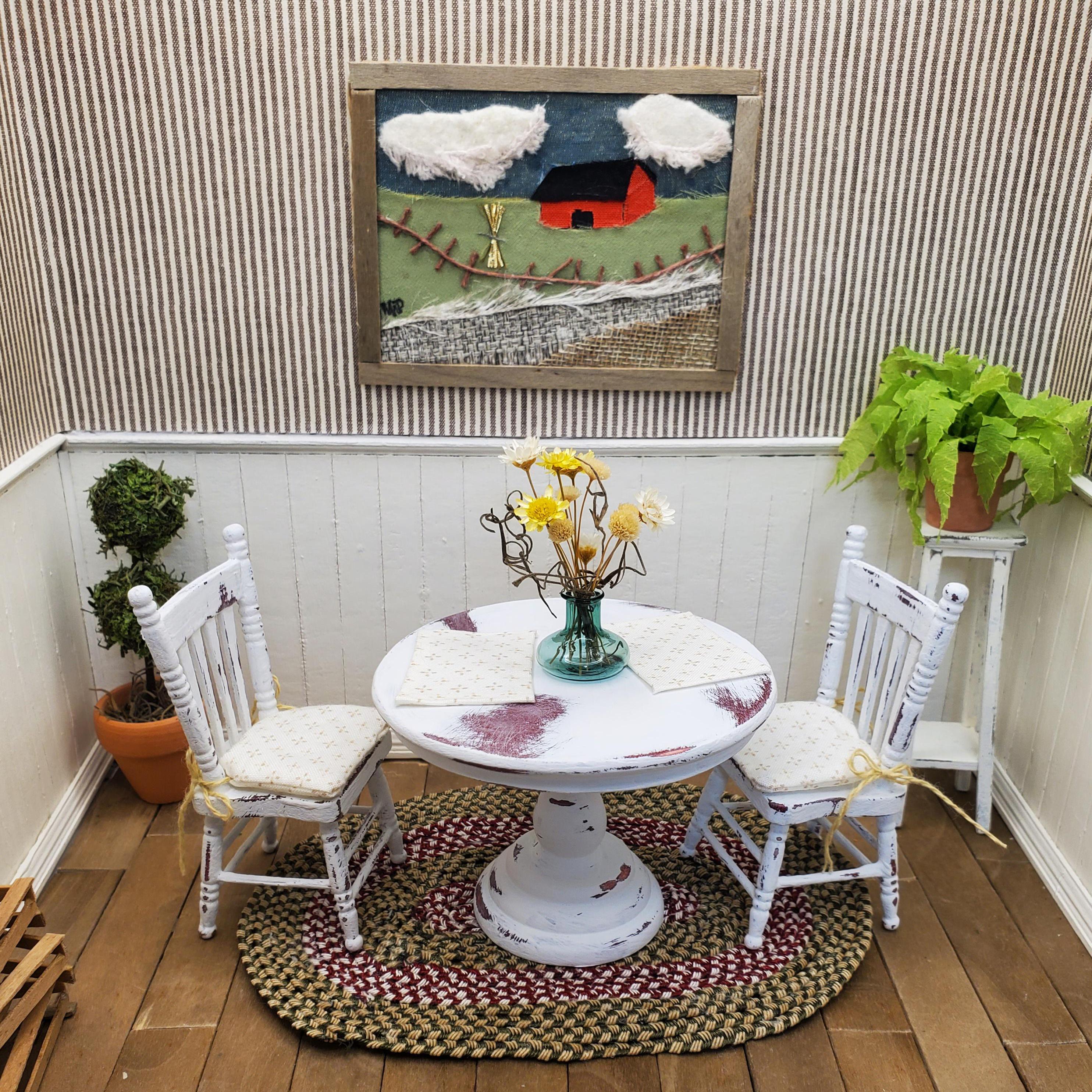 Miniature Textile Art Painting: Farmhouse Beach Cottage Dollhouse Decor ...