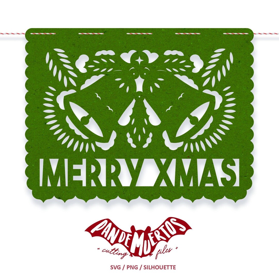 Merry Xmas Feliz Navidad SVG / PNG / SILHOUETTE Papel Picado Cutting File for Christmas Eve ...