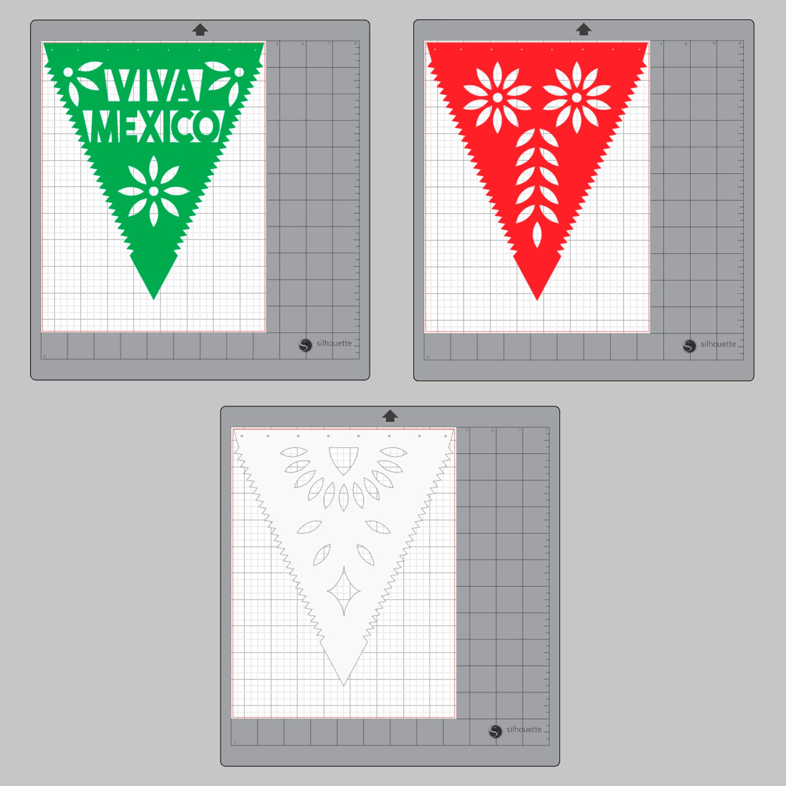 Viva Mexico Pennant Kit SVG / PNG / SILHOUETTE Papel Picado Cutting ...