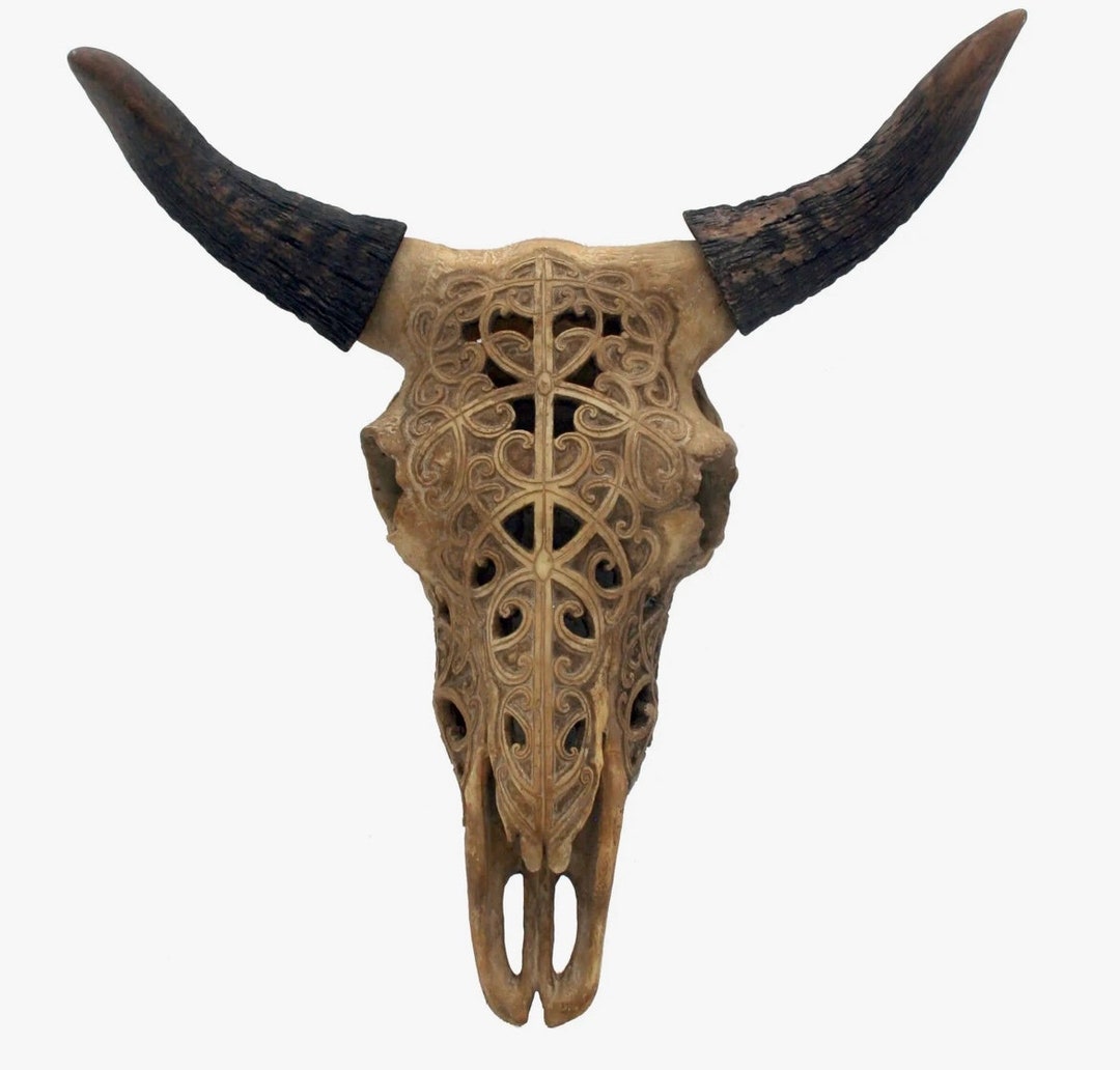 Etched Artistic Cow Skull Wall Decor, Boho, Eclectic Home Decor, Wall ...