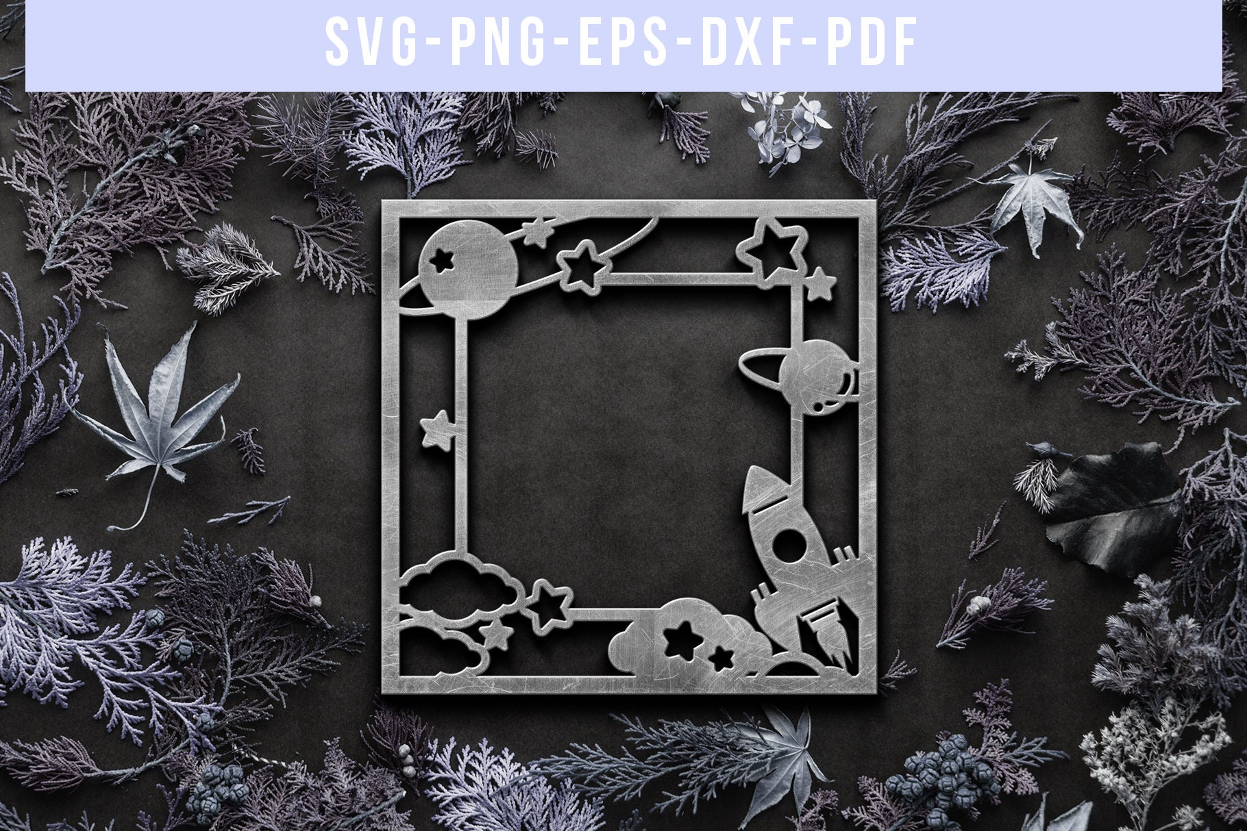 Square Photo Frame 3 Paper Cut Template Space Rocket Clip - Etsy