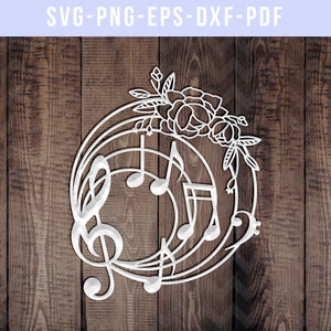 Music Notes Paper Cut Template, Music Treble Clef Svg, Musical Song Cut ...