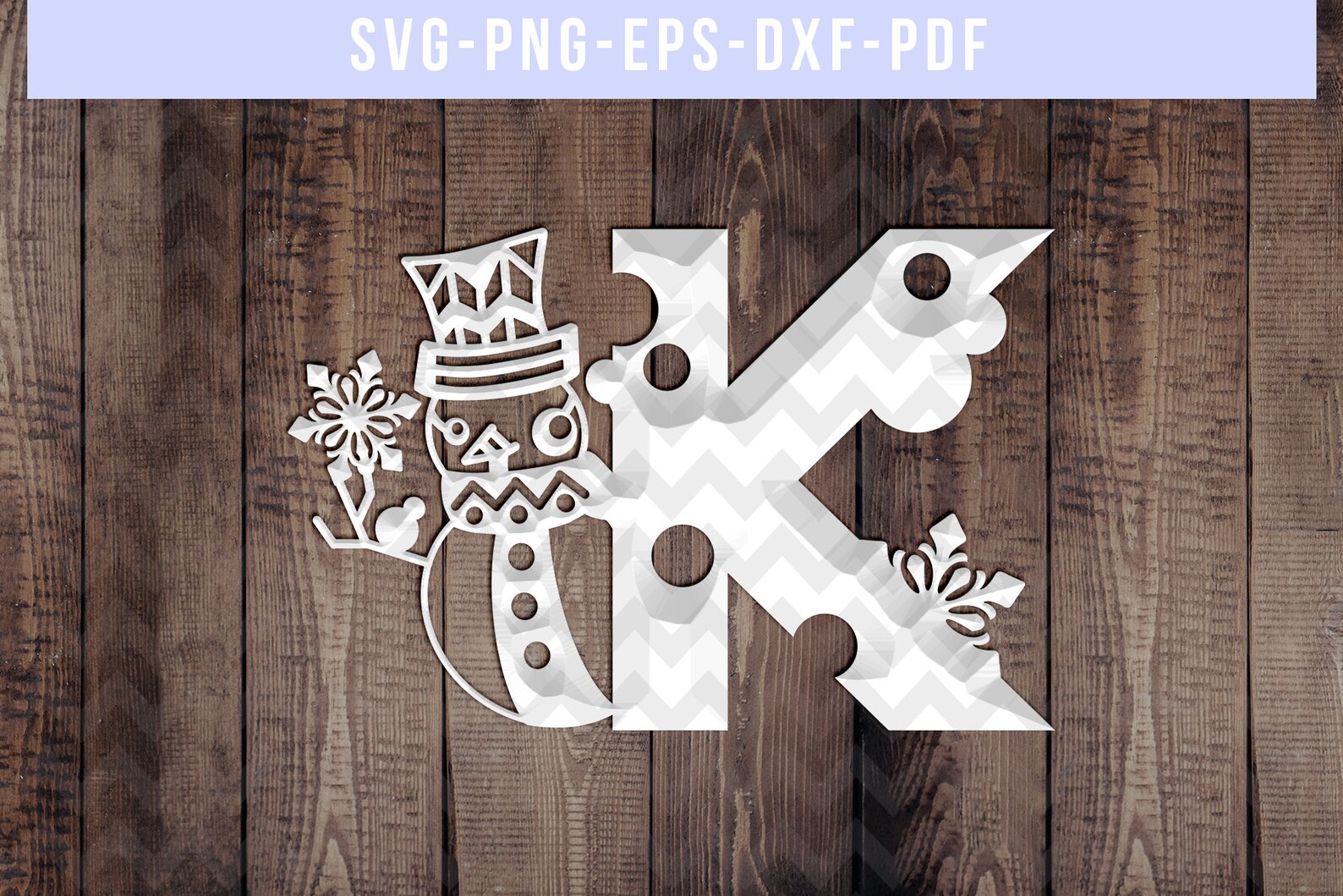 Snowman Font K Papercut Template Winter Svg Cutting File | Etsy