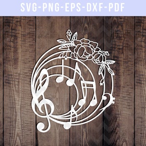 Music Notes Paper Cut Template, Music Treble Clef Svg, Musical Song Cut ...