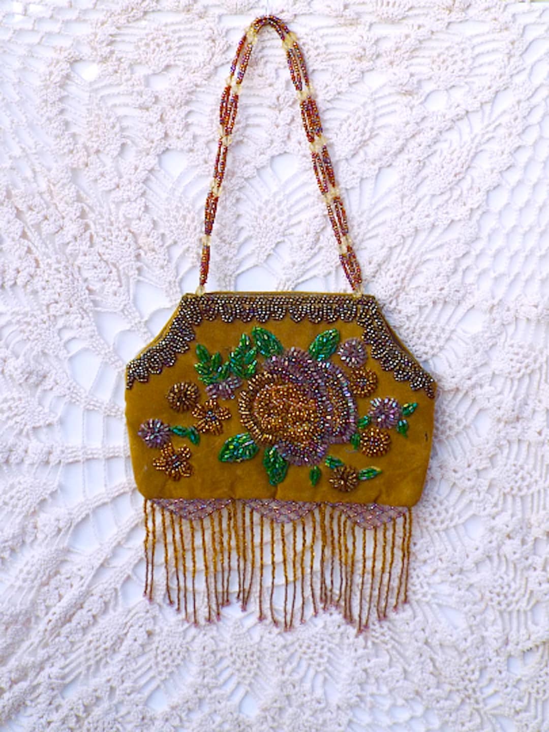 Vintage Beaded Purse,vintage Embroidered Bead Purse/handbag,beaded ...