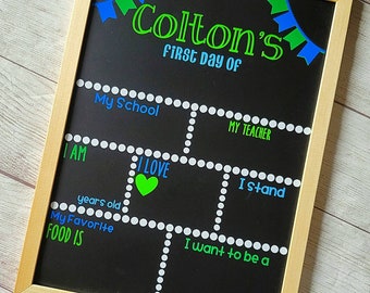 Reusable Back to School Chalkboard First Day of School Sign | Etsy