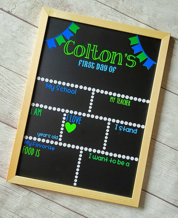 Reusable Back to School Chalkboard First Day of School Sign - Etsy