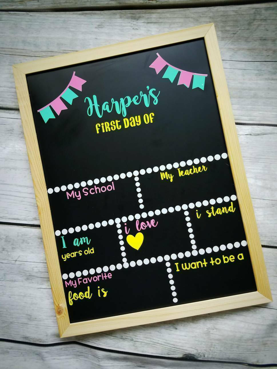 Reusable Back to School Chalkboard First Day of School Sign - Etsy
