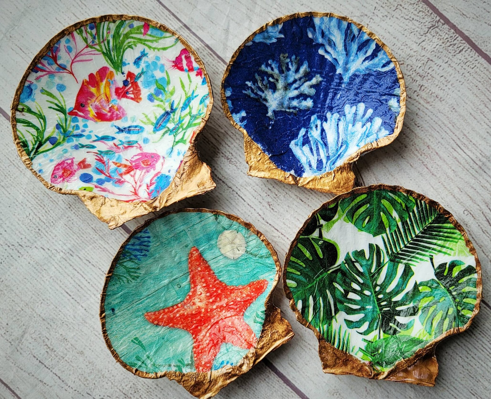 Scallop Shell Decoupage Ring Dish Shell Trinket Dish Shell - Etsy