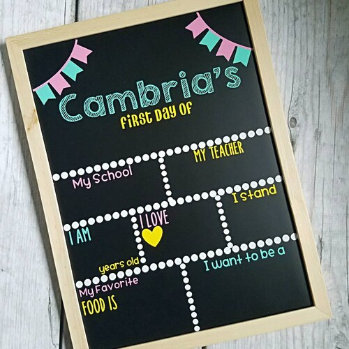Reusable Back to School Chalkboard First Day of School Sign - Etsy