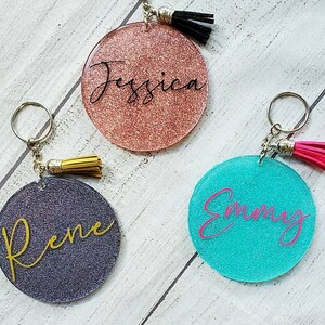 Personalized Name Keychain, Circle Name Keychain, Acrylic Circle Name ...