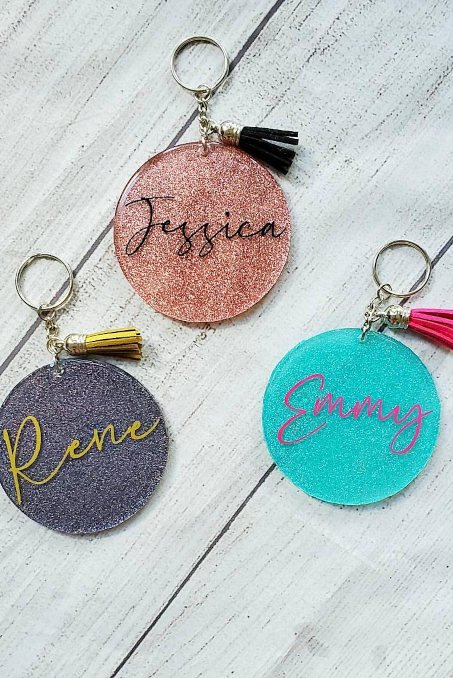 Personalized Name Keychain Circle Name Keychain Acrylic - Etsy