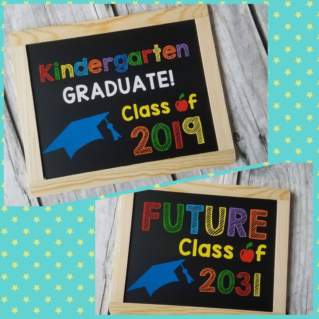 Kindergarten Graduation Chalkboards, Last Day of School Sign, Double ...