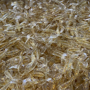 100 Pack 2" Gold Flake - Ribbed Soft Swim Bait Grub Curly Tail Lure ...
