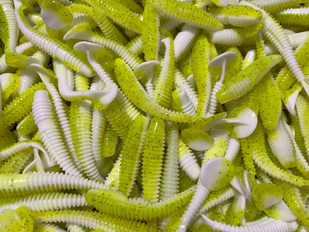 100 Pack 2" Lemon Pepper Ribbed Soft Swim Bait Paddle Tail Lure Minnow ...