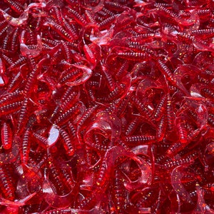 100 Pack 2" Red-gold Flake - Ribbed Soft Swim Bait Grub Curly Tail Lure ...