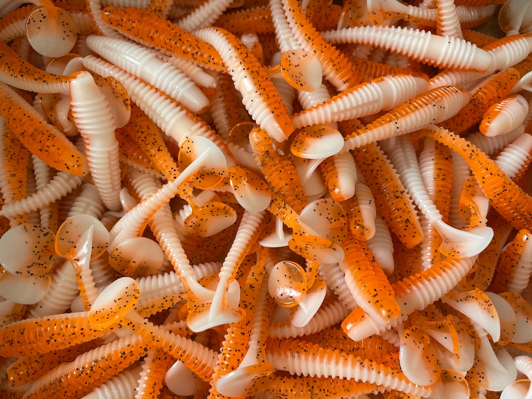 100 Pack 2" Tiger Ribbed Soft Swim Bait Paddle Tail Lure Minnow Bass ...