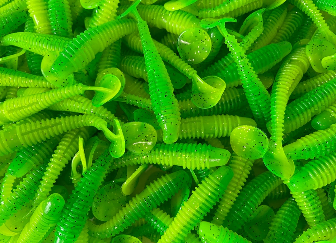 100 Pack 2" Poison Frog Ribbed Soft Swim Bait Paddle Tail Lure Minnow ...