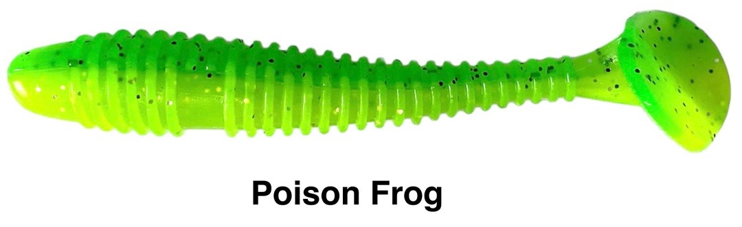 50 Pack 3 Poison Frog Ribbed Soft Swim Bait Paddle Tail - Etsy