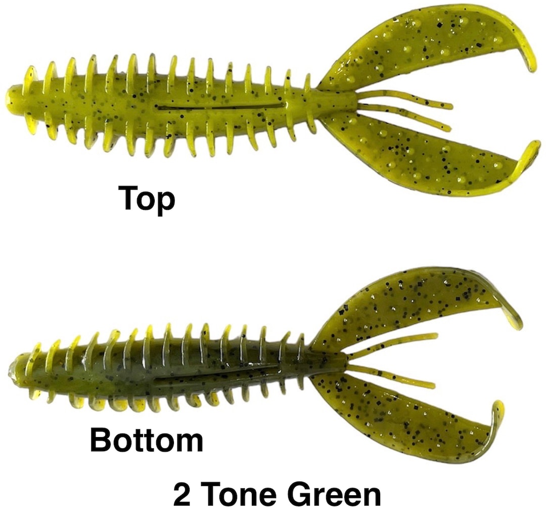 4.25" Two Tone Green Creature Bug/shrimp Baits. Soft Baits Bass Fishing ...