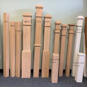 Red Oak and Painted Box Newel Posts Profile 4075 W Flat Top - Etsy