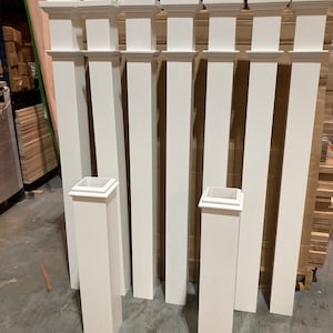 Red Oak and Painted Box Newel Posts Profile 4075 W Flat Top 48" High - Etsy