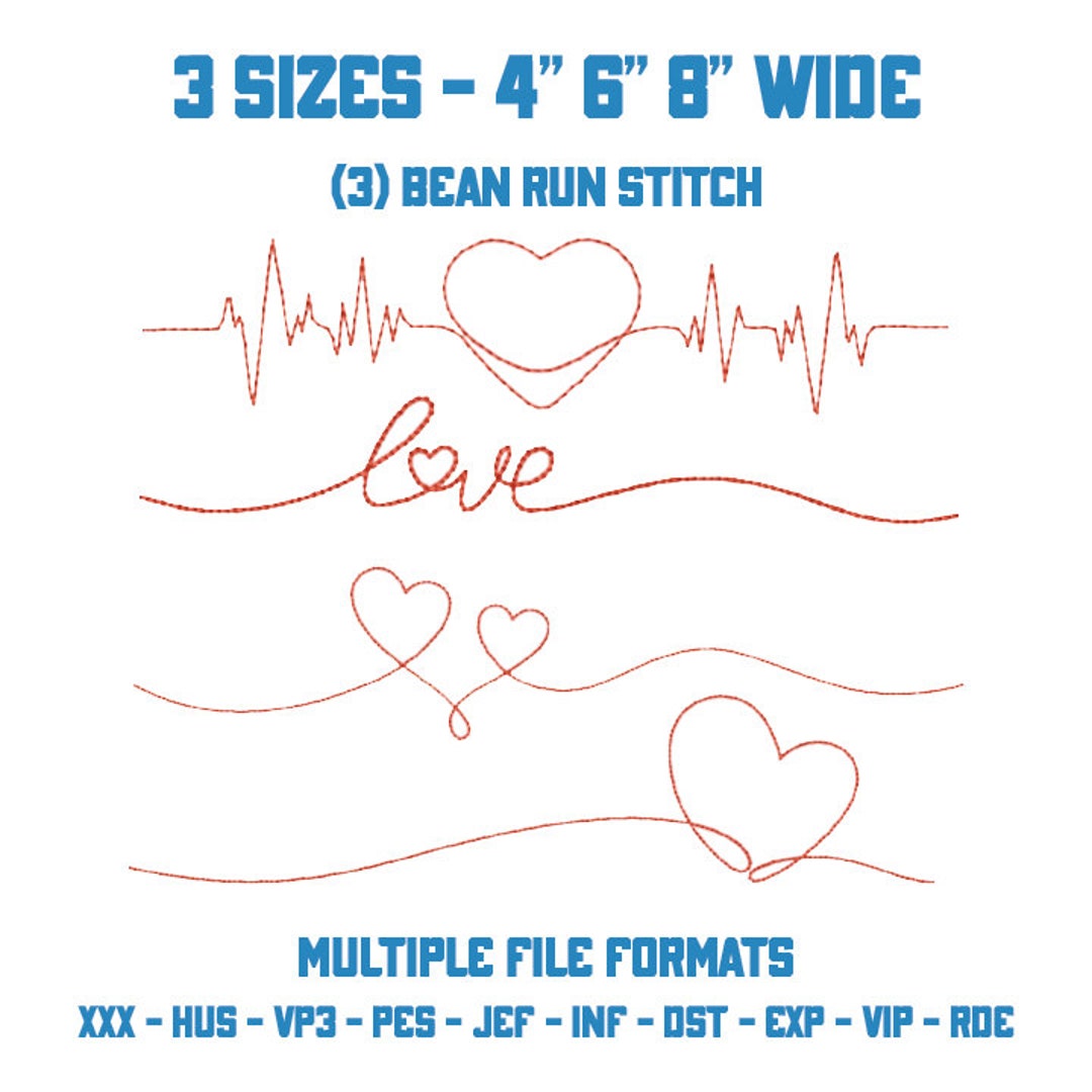 4 Heart Embroidery Design. 3 Sizes Each. 180 Files - Etsy