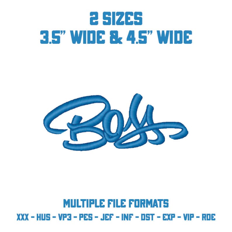 Boss Script Wording Machine Embroidery Design. 2 Sizes. - Etsy