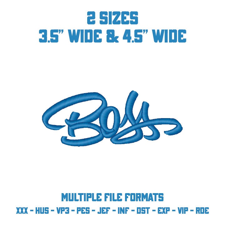 Boss Script Wording Machine Embroidery Design. 2 Sizes. - Etsy