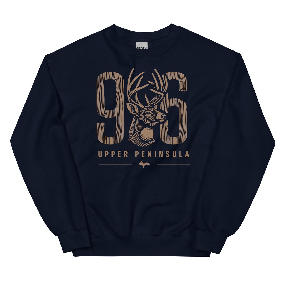 Upper Peninsula 906 Wood Grain Deer Sweatshirt - Yooper Wilderness ...