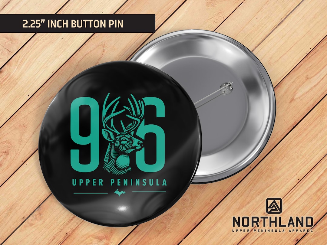 Yooper 906 Deer Button Pin - Upper Peninsula Button - Yooper Button ...