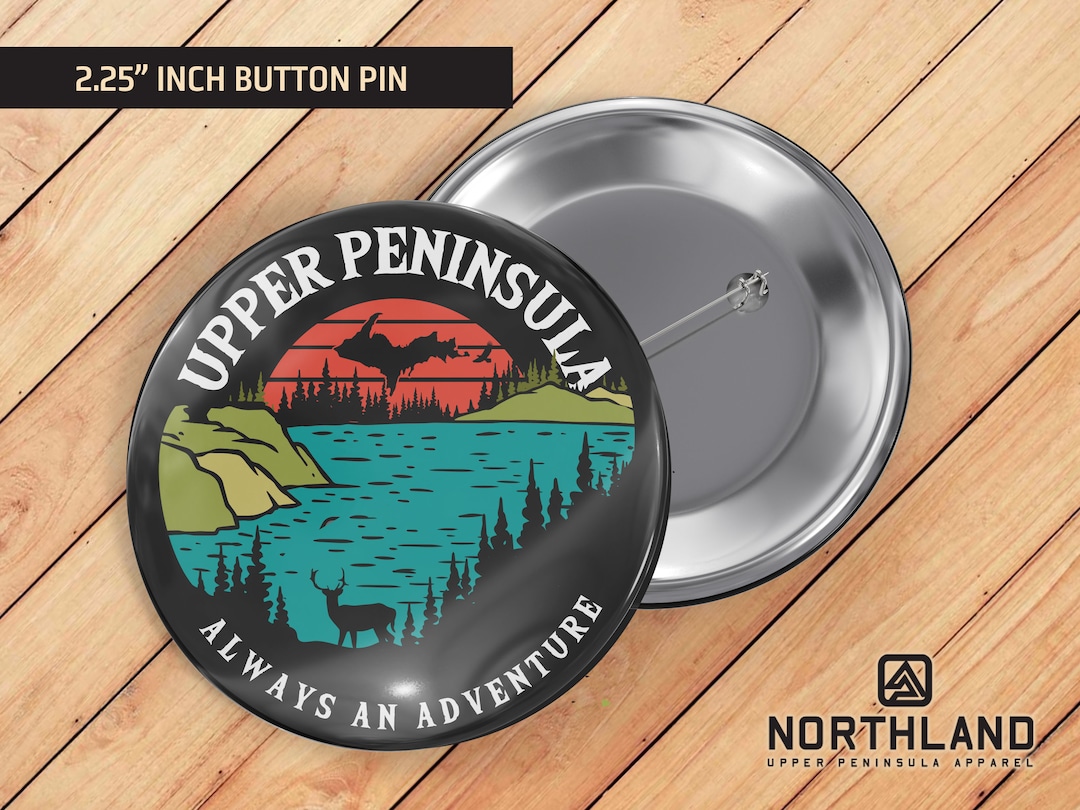 Upper Peninsula Copper Country Button Pin - Upper Peninsula Button ...