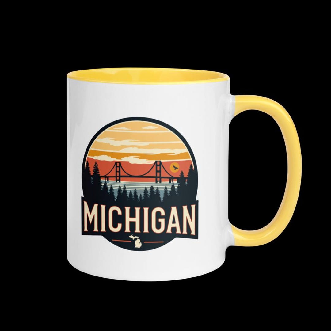 Michigan Mackinac Bridge Sunset Mug – Upper Peninsula Coffee Cup ...