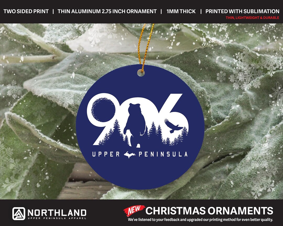 906 Upper Peninsula Ornament – U.P. Michigan Christmas Decoration ...