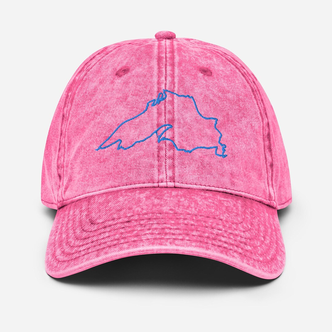 Vintage Lake Superior Outline Twill Cap – Pink Embroidered Hat ...