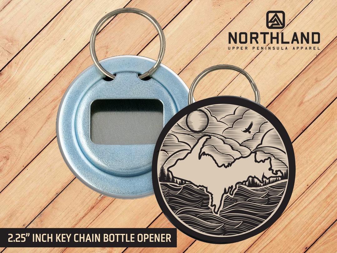 Upper Peninsula Key Chain Bottle Opener - Upper Peninsula Linocut Art ...