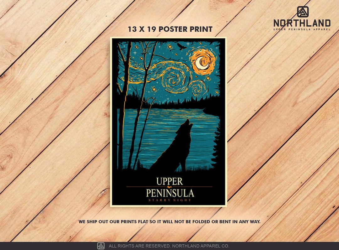 Upper Peninsula Wolf Michigan Poster Print, 906 Poster, Upper Peninsula ...