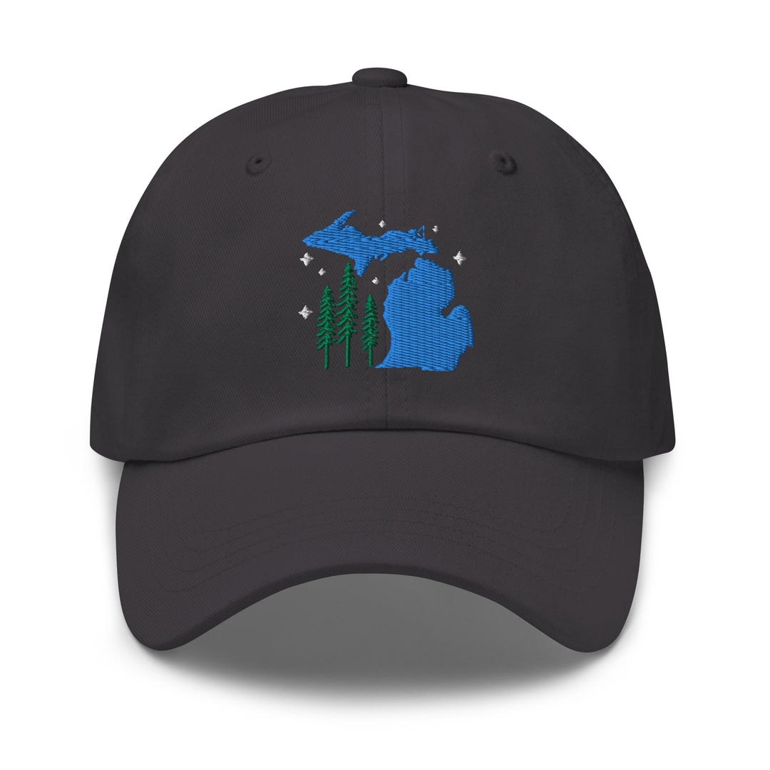 Michigan U.P. Hat | Upper Peninsula Silhouette With Trees | Yooper ...