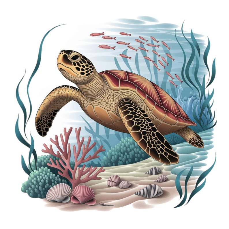 Sea Turtle Clipart - Printable Turtle Clipart - Digital Turtle Png ...