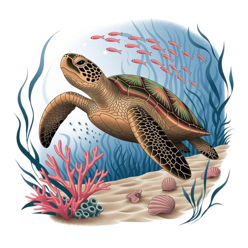 Sea Turtle Clipart - Printable Turtle Clipart - Digital Turtle Png ...