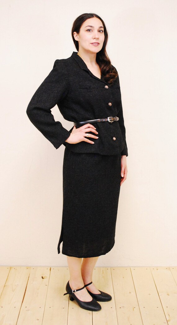 1960's Black GEORGE STRAITH Jacket and Skirt Suit / J… - Gem