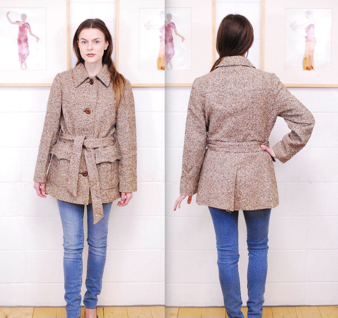 1960's/70's Brown Tweed RAYMOND'S of LONDON 3/4 Length Coat / Car Coat ...