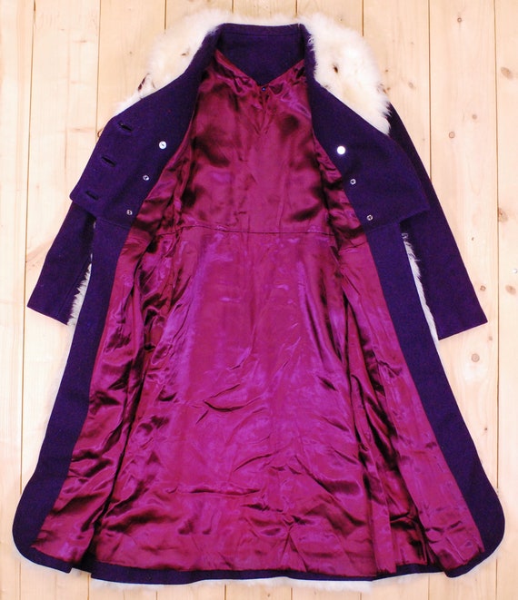 1960's/70's Purple Wool Overcoat with Fun Fur Collar … - Gem