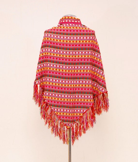 1960's/70's Red HOUSE of JADE Woven Shawl / Hippie / … - Gem